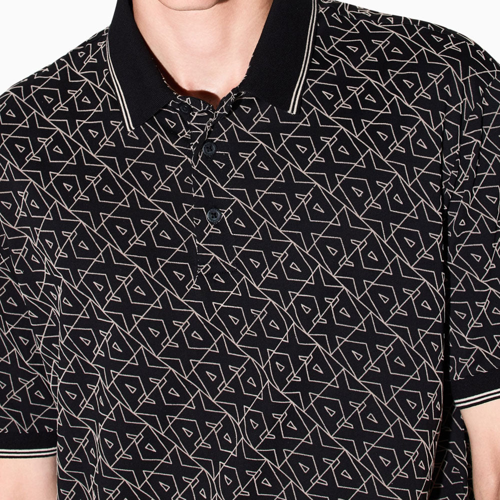 Armani Exchange Logo Pattern Polo Shirt XM001883 - Black